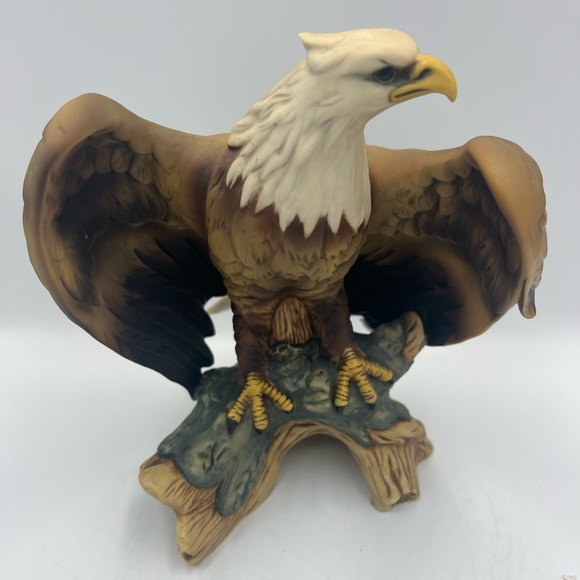 Accents | Ceramic Bald Eagle Statue Perched W Open Wings 75 In Tall ...